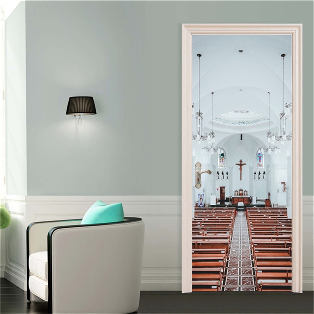 2pcs/Set Colored Waterfall 3D Adhesive Doors Wallpaper Vinyl Sliding ...