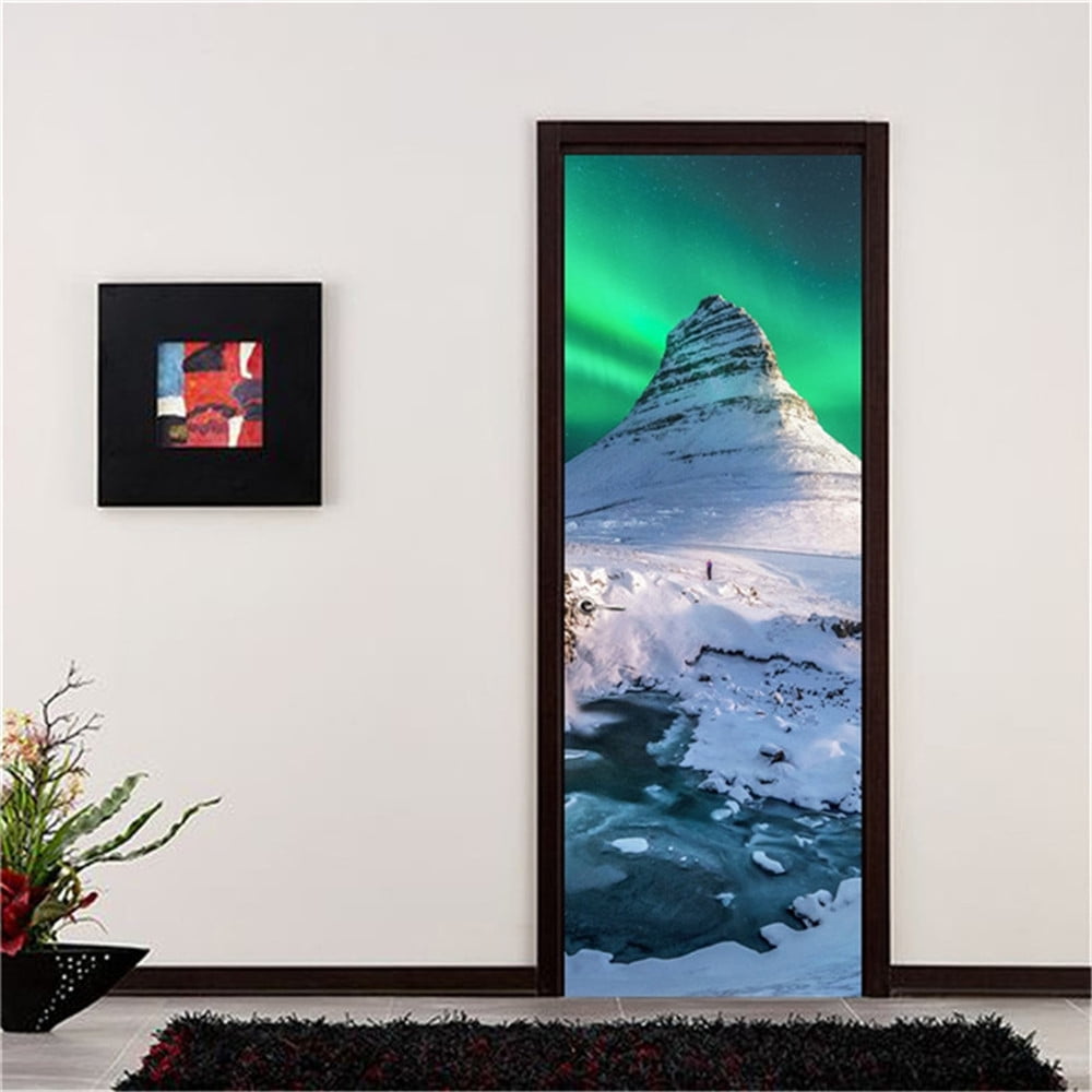 2pcs/Set Colored Waterfall 3D Adhesive Doors Wallpaper Vinyl Sliding ...