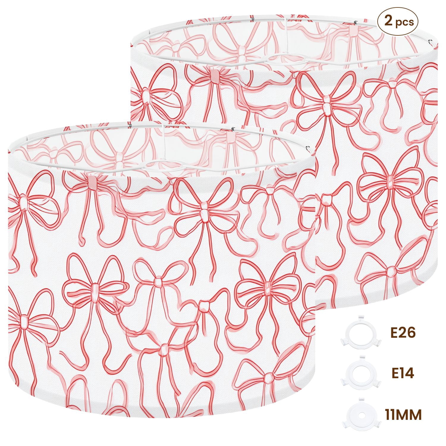 2pcs Set Drum Lampshades (13"x 13"x 10"), Cute coquette seamless pink ...