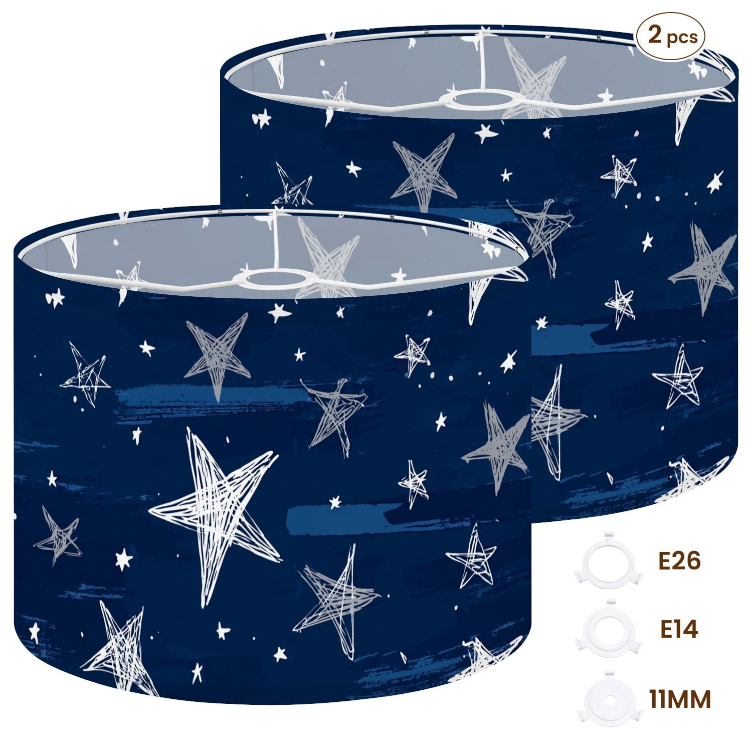 2pcs Set Drum Lampshades (13"x 13"x 10"), Hand drawn Starry Sky ...