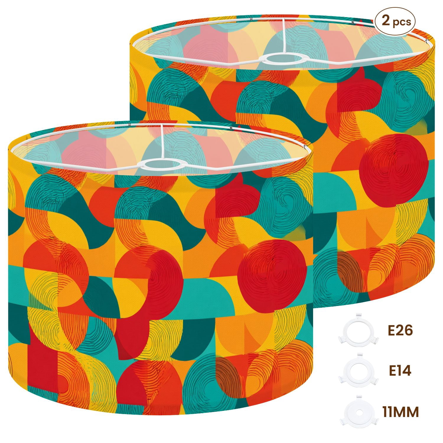2pcs Set Drum Lampshades (13"x 13"x 10"), retro color seamless 60s ...