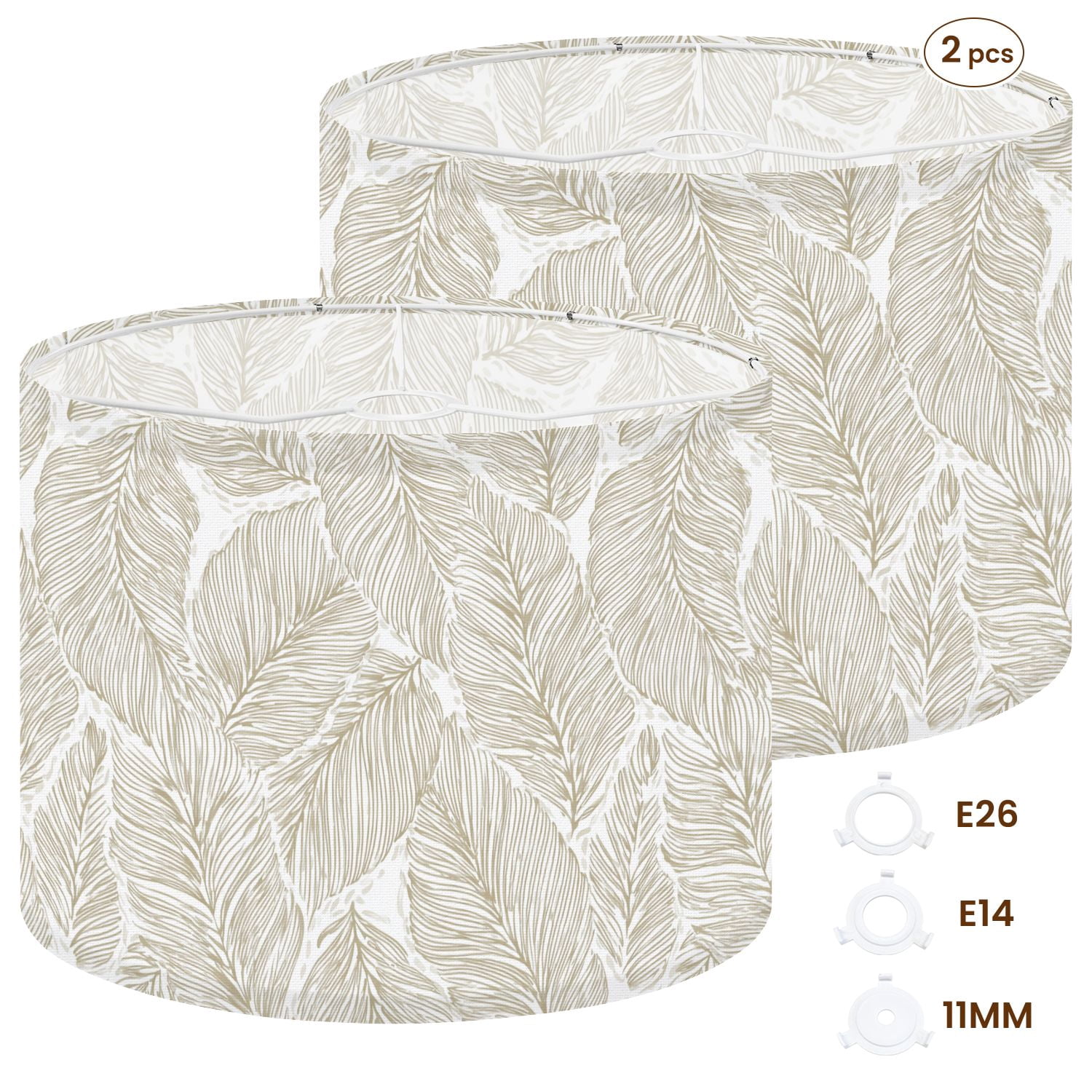 2pcs Set Drum Lampshades (13"x 13"x 10"), seamless abstract grey floral ...