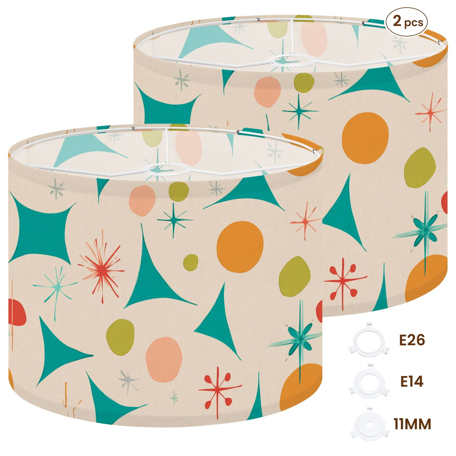 2pcs Set Drum Lampshades (13"x13"x10"), Mid Century Modern Boomerang ...