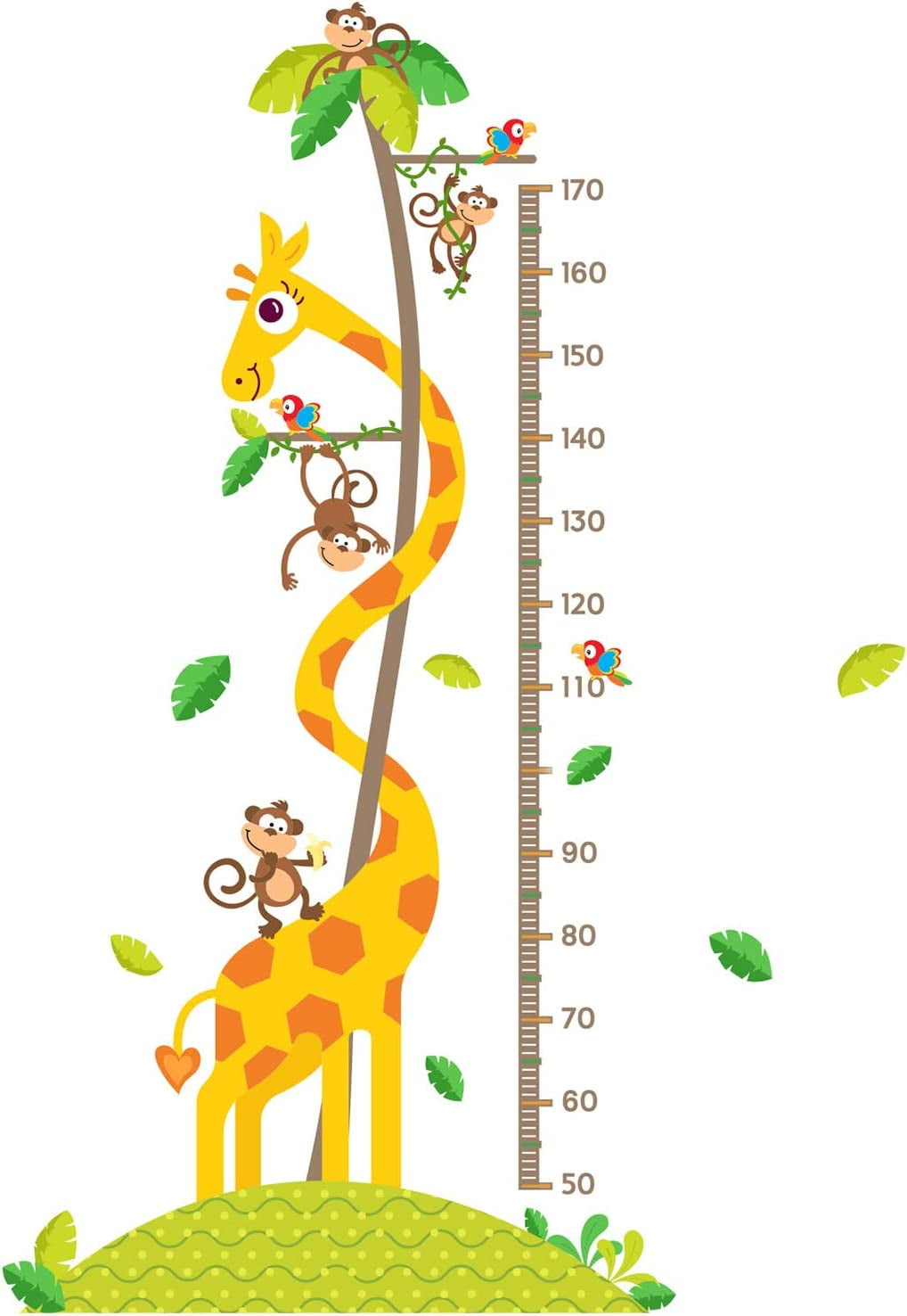 2pcs/Set Family Height Growth Chart Wall Sticker Cartoon Jungle Animals ...