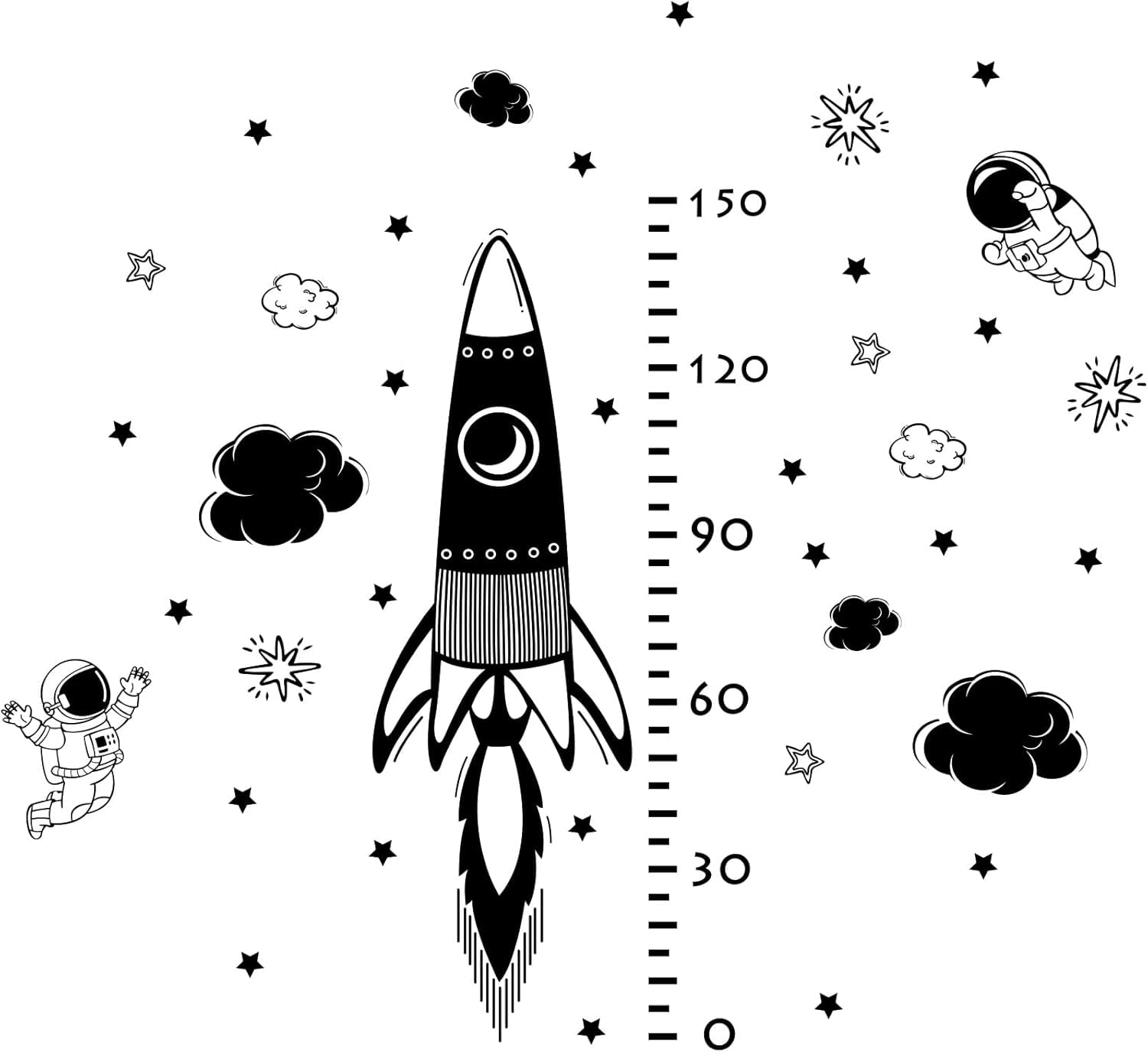 2pcs/Set Family Height Growth Chart Wall Sticker Rocket Pattern Self ...