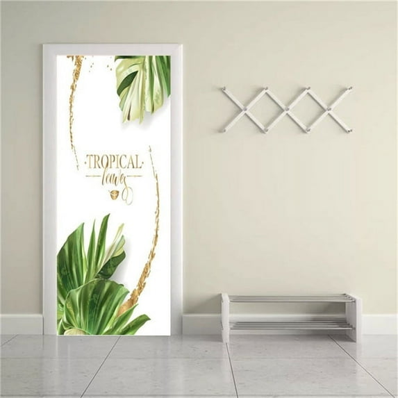2pcs/Set Green Leaves Wallpaper Door Sticker For Bedroom Adhesive ...