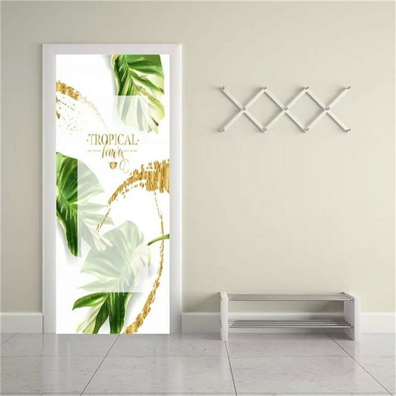 2pcs/Set Green Leaves Wallpaper Door Sticker For Bedroom Adhesive ...