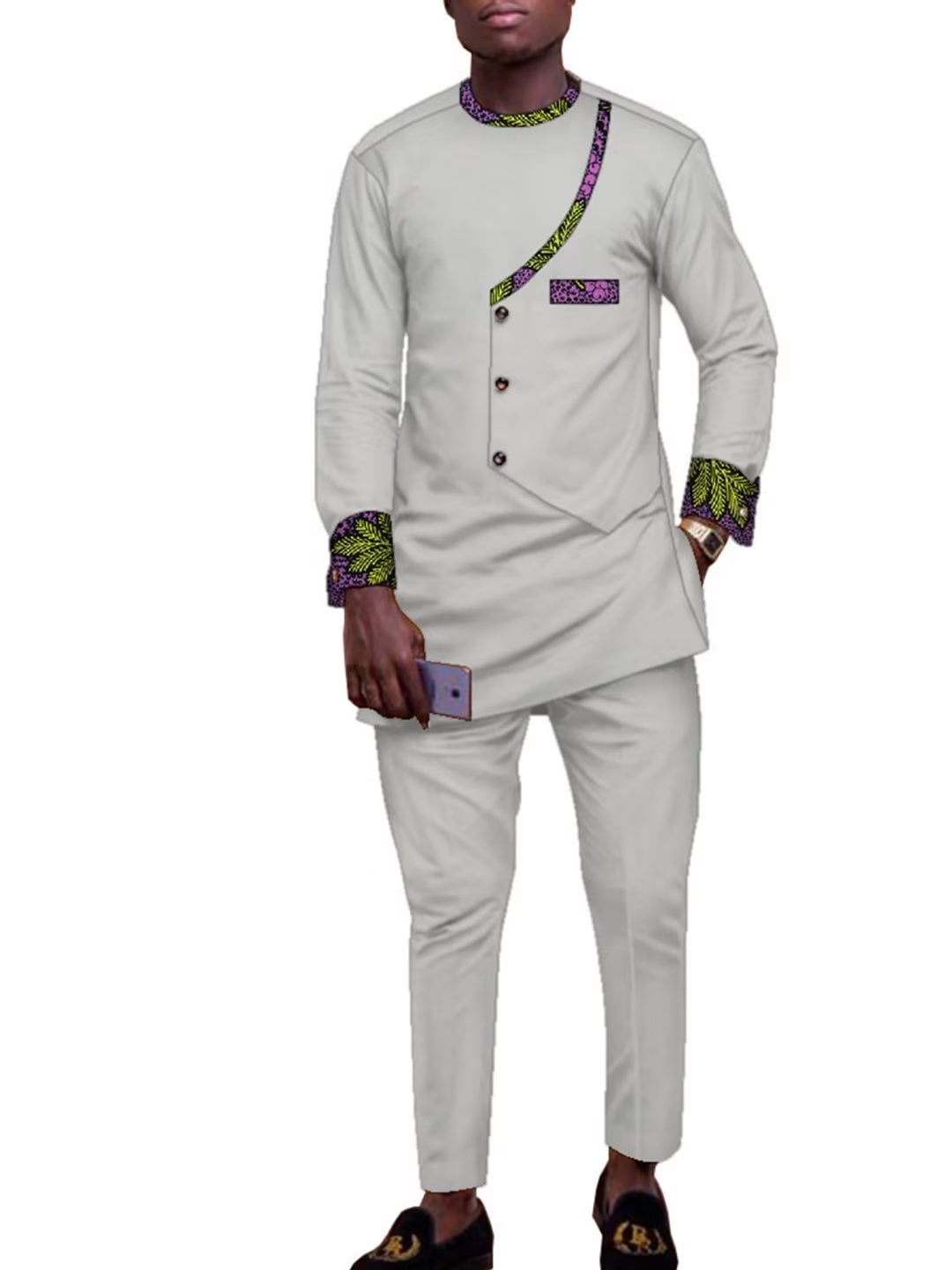 2pcs Set Long Sleeve Outfits Shirt Pants Set Party Wedding Dashiki ...