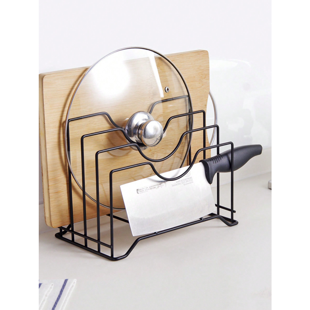 2pcs/Set Metal Iron Black Spray Painted Multi-Use Pot Lid Holder ...