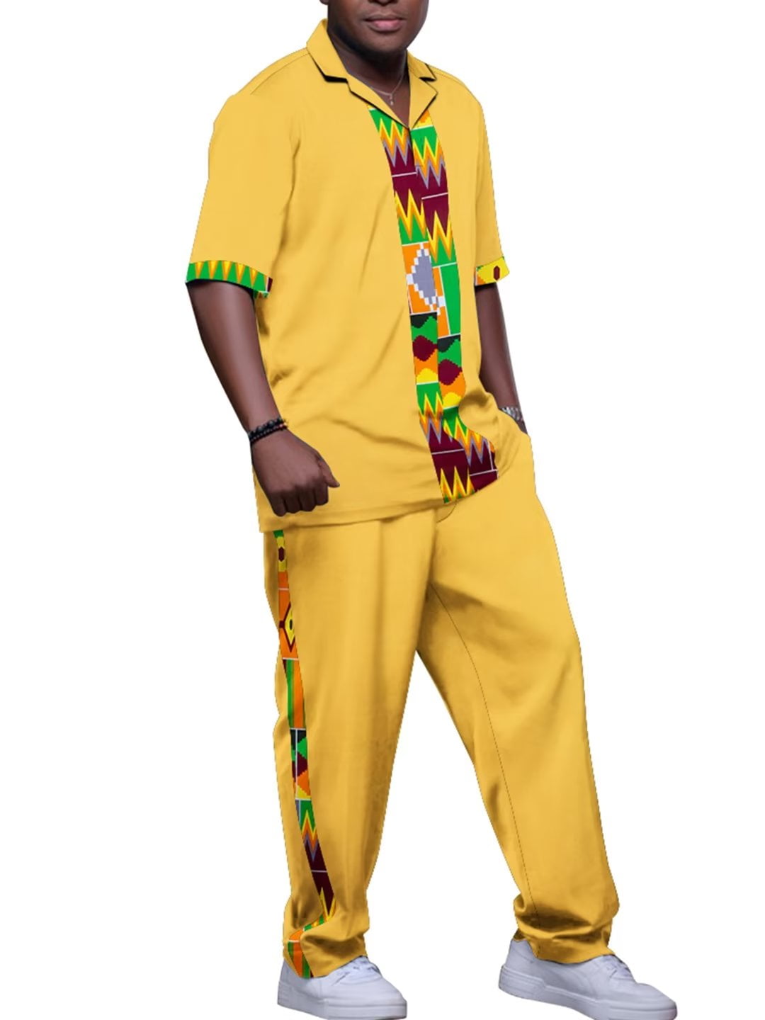 2pcs Set Outfits Short Sleeve Shirt with Pant Party Wedding Dashiki ...