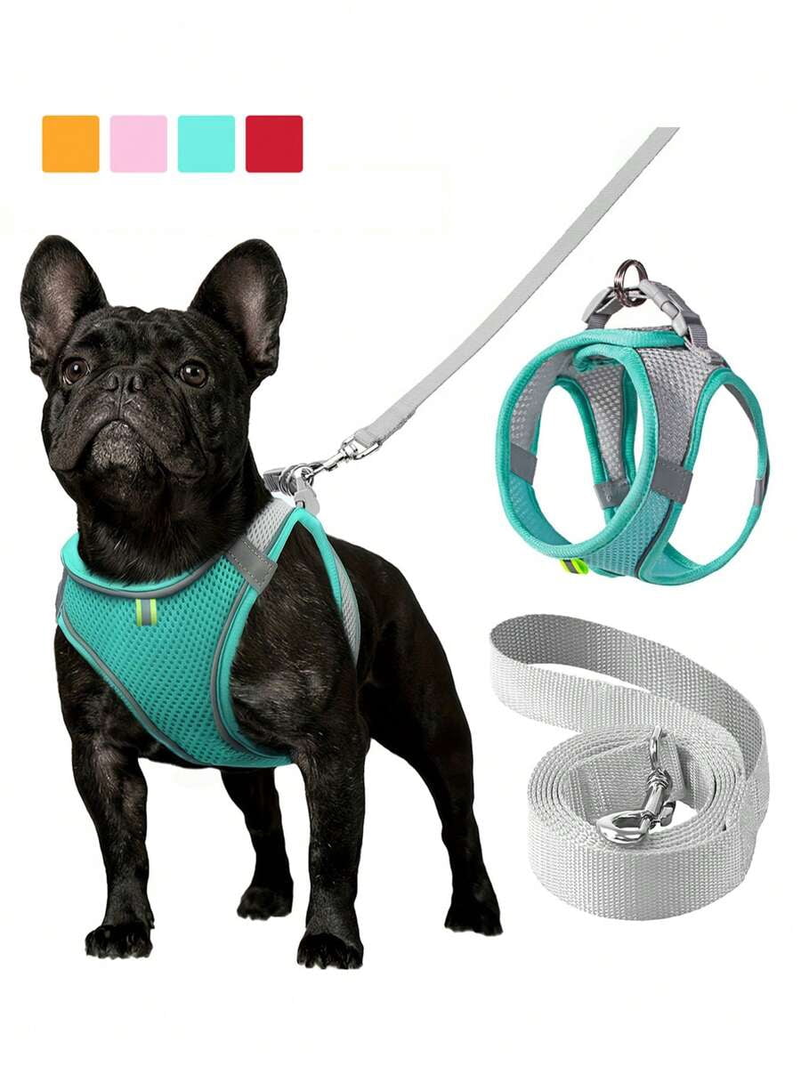 2pcs/Set Reflective Cat & Dog Leash and Harness Set, Breathable Mesh ...