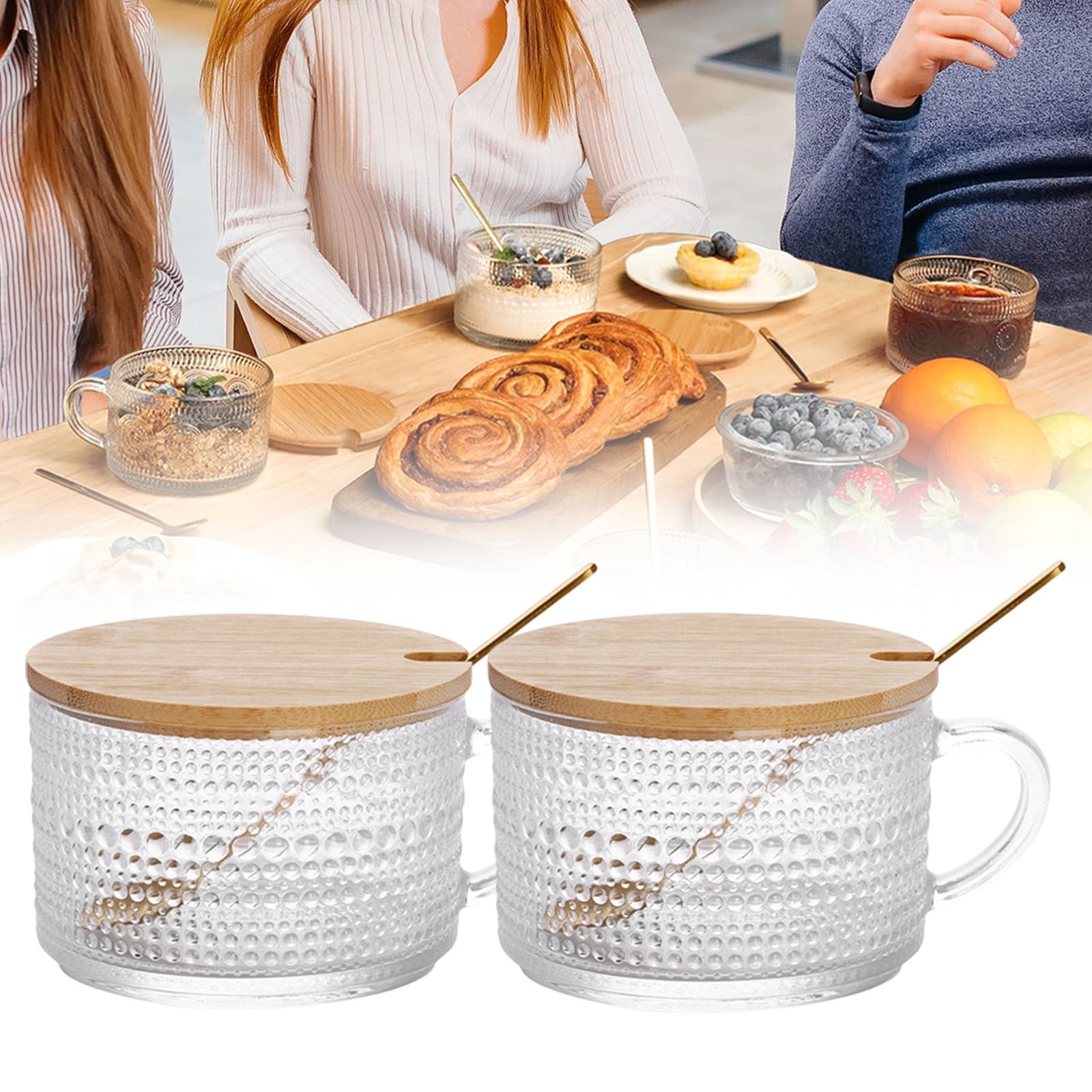 2pcs Set Vintage Coffee Mugs gifts for women, Overnight Oats Containers ...