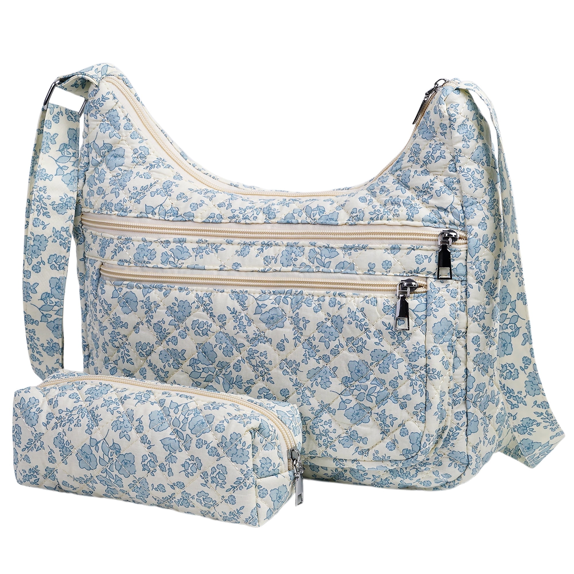 2pcs Set Women's Small Floral Quilted Crossbody Bag and Tote, Multi ...