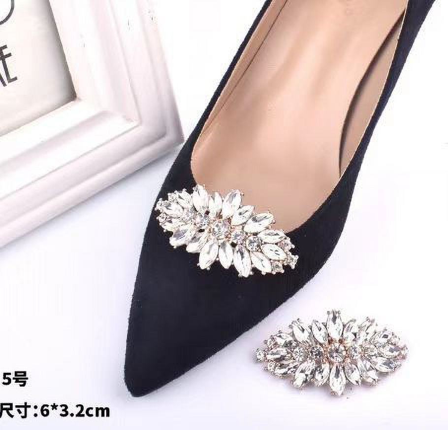 HOMEMAXS Crystal Shoe Clips with Golden Alloy and Crystal for Women ...