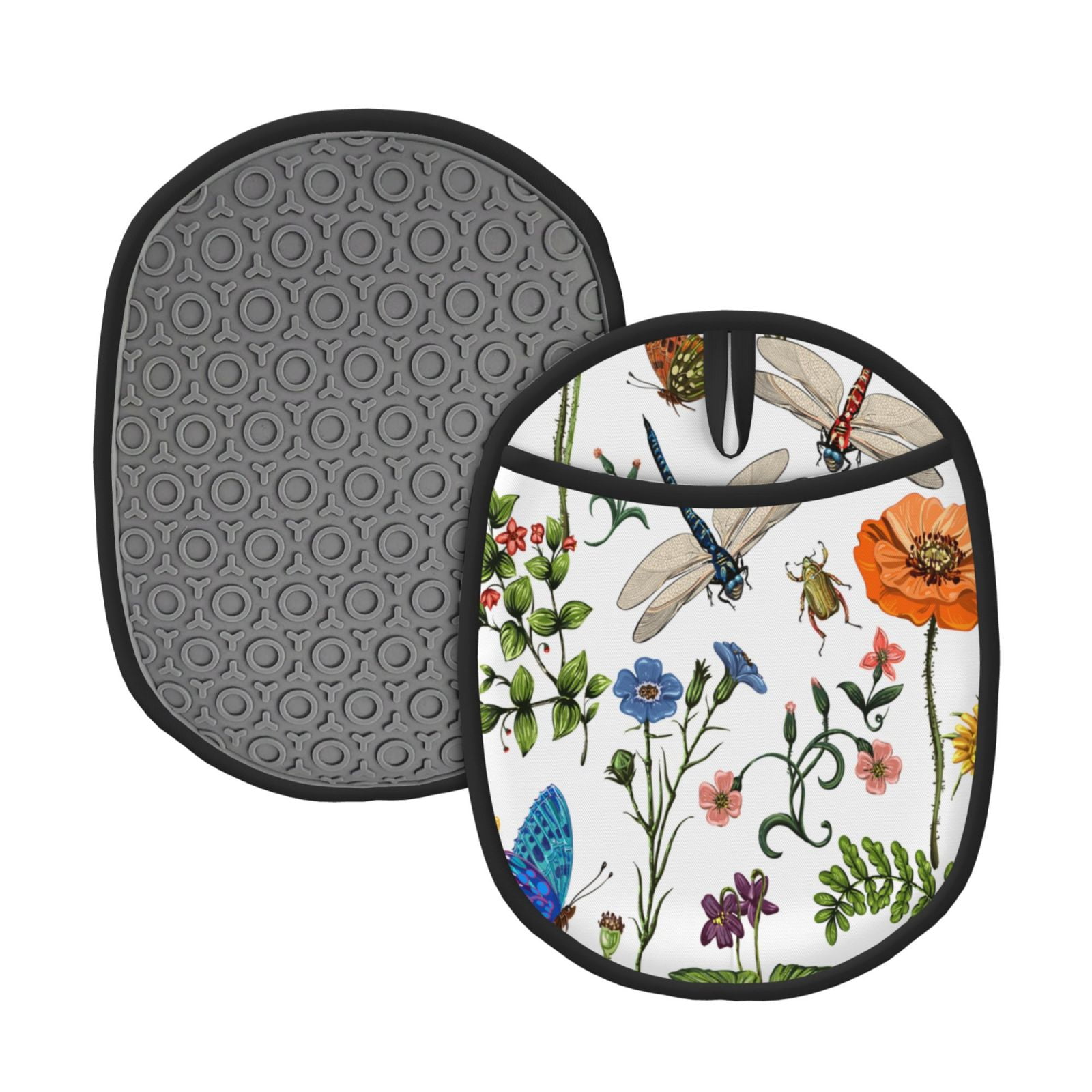 2pcs Silicone Pot Mat Mitten Heat-Resistant Quilted Liner Oven Hot Pads ...