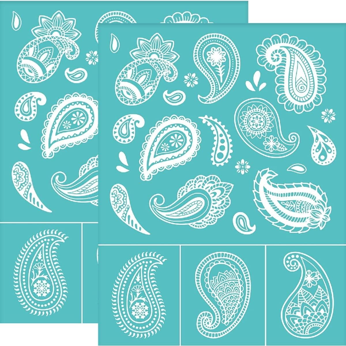 2pcs Silk Screen Printing Stencils Floral Pattern Self-Adhesive ...
