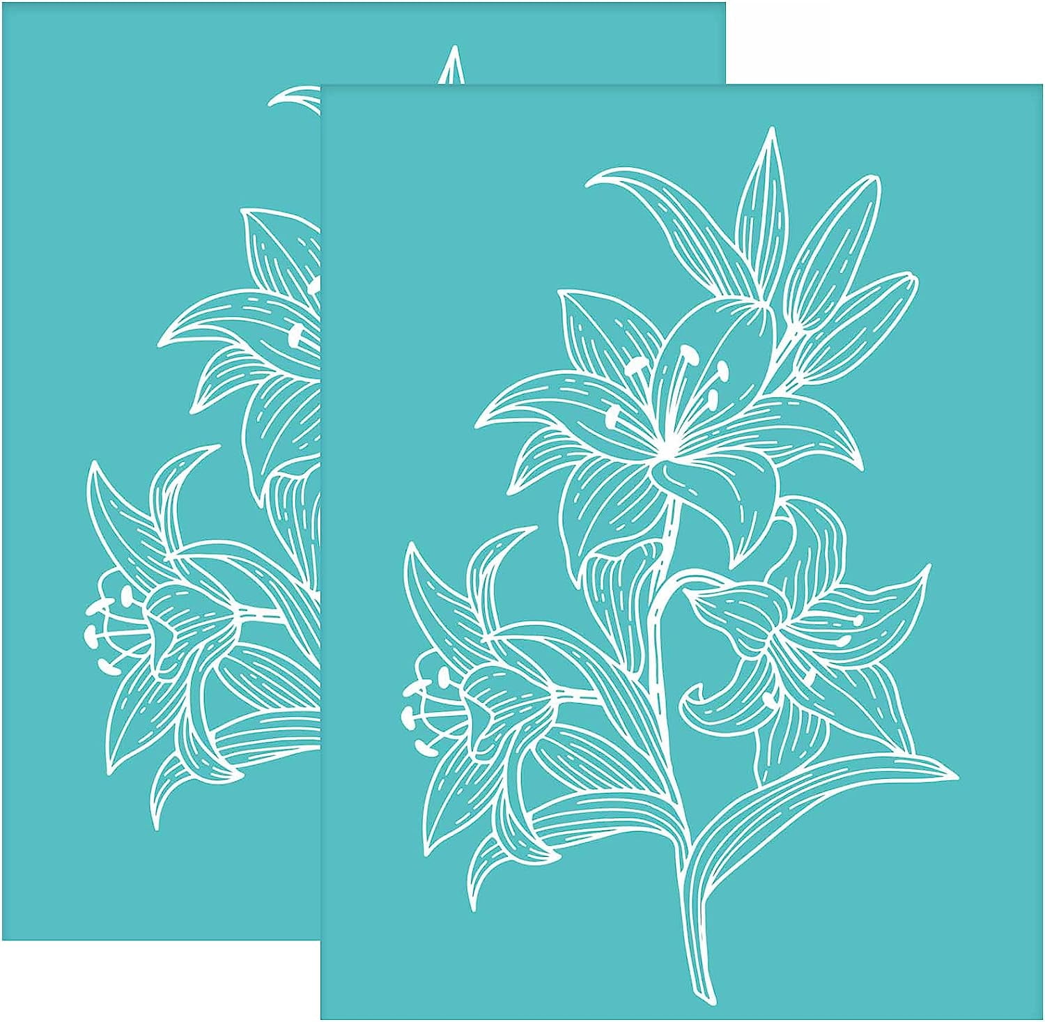 2pcs Silk Screen Printing Stencils Lily Flower Silkscreen Stencil Self ...