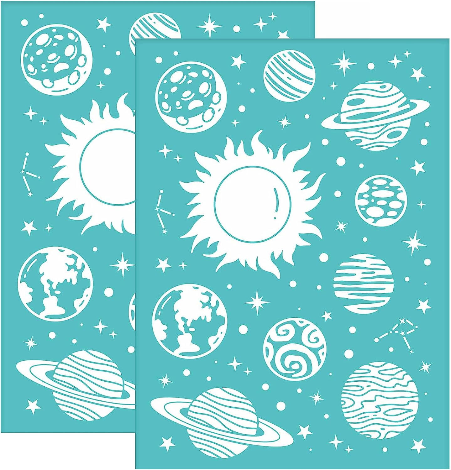 2pcs Silk Screen Printing Stencils Planet Pattern Self Adhesive Mesh ...