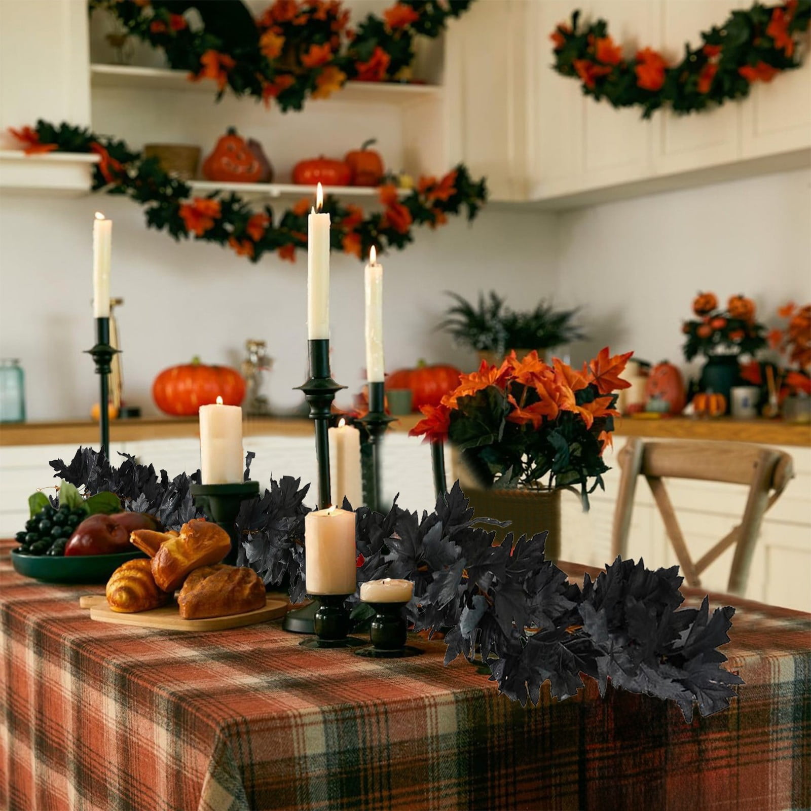 2pcs Simulated Maple Leaf Vines Leaves Halloween Thanksgiving Festival ...