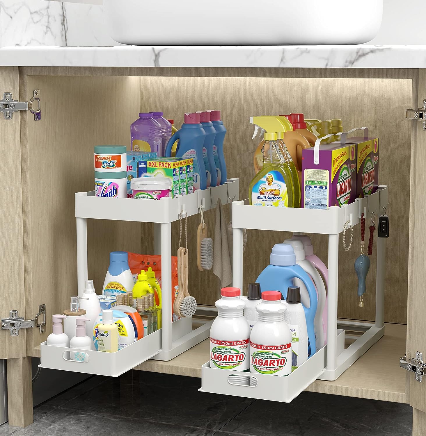 2pcs Under Sink Organizer Kitchen Bathroom Storage Cabinet 2 tier ...