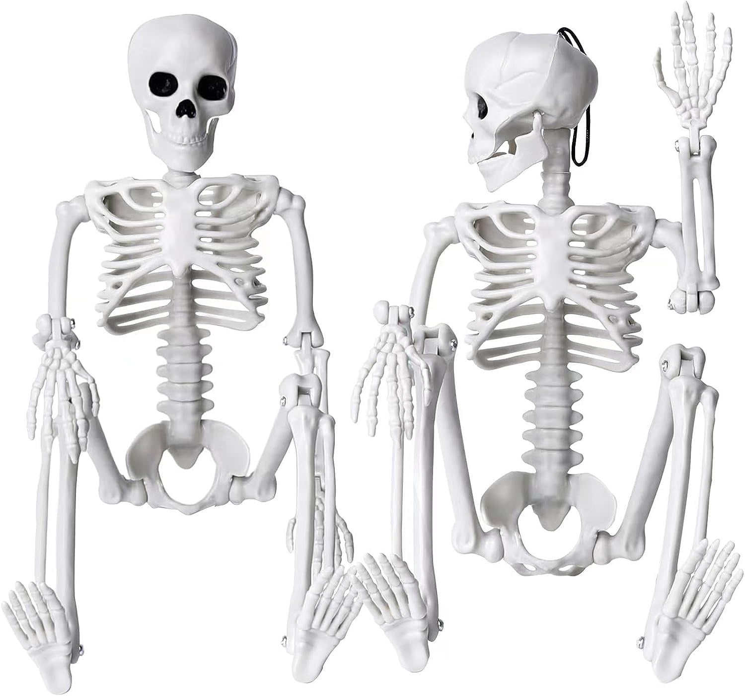 2pcs Skeleton Halloween Decoration, 16” Full Body Posable Halloween ...