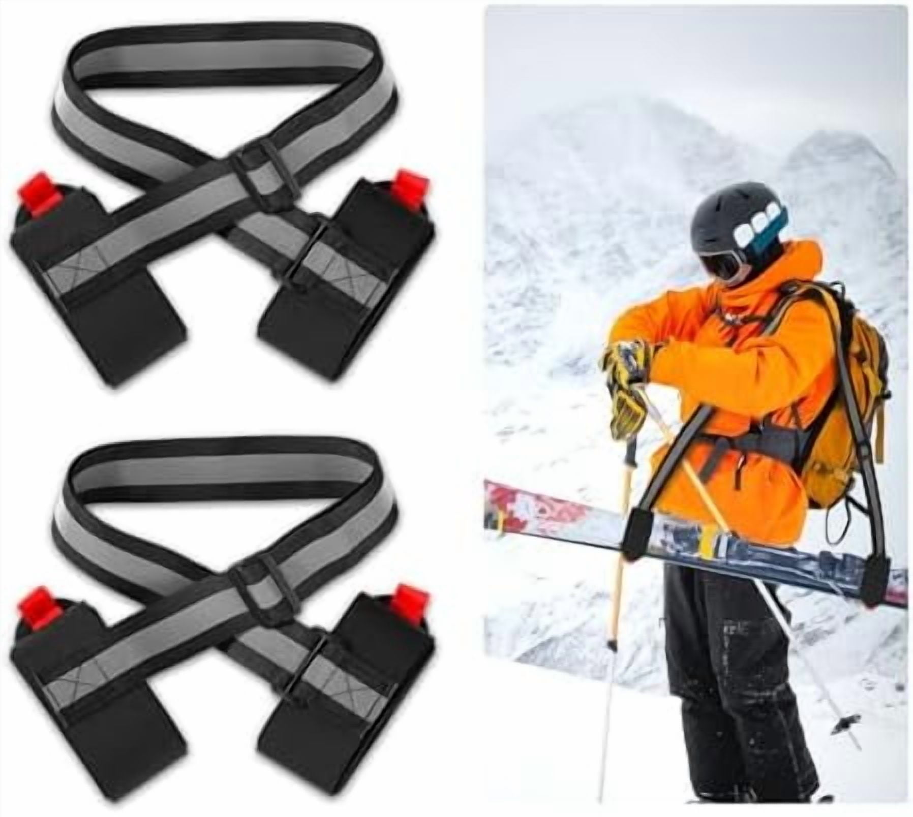 2pcs Ski Straps for Carrying, Adjustable Ski Carrier Strap with ...