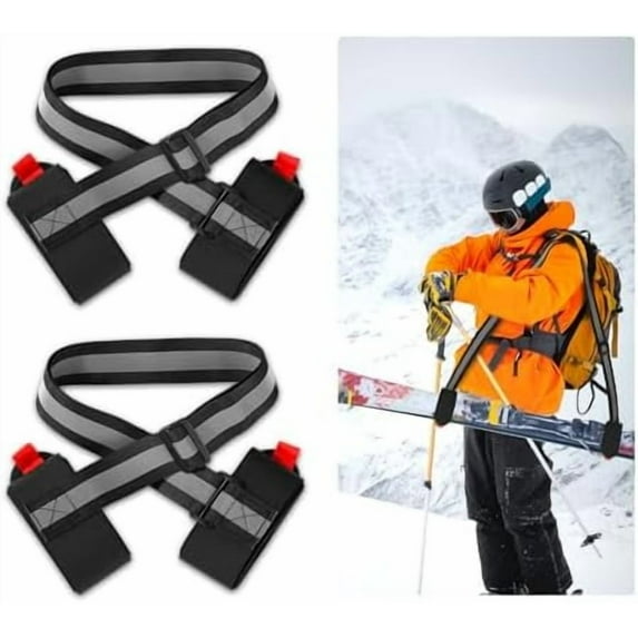 2pcs Ski Straps for Carrying, Adjustable Ski Carrier Strap with ...