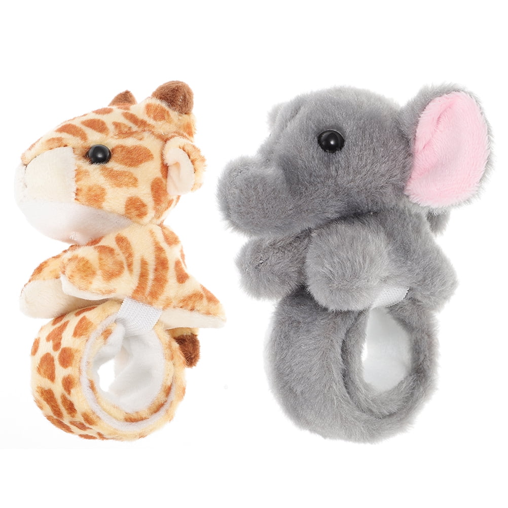 2pcs Slap Bracelet Stuffed Giraffe Elephant Plush Slap Bracelets Animal ...