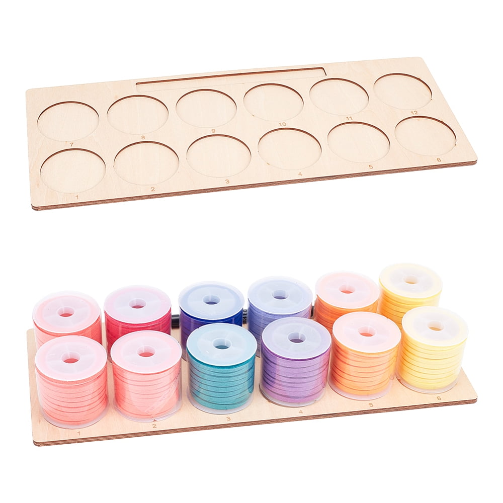 2pcs Slots Wood Embroidery Thread Storage Trays 12 Positions Wooden ...