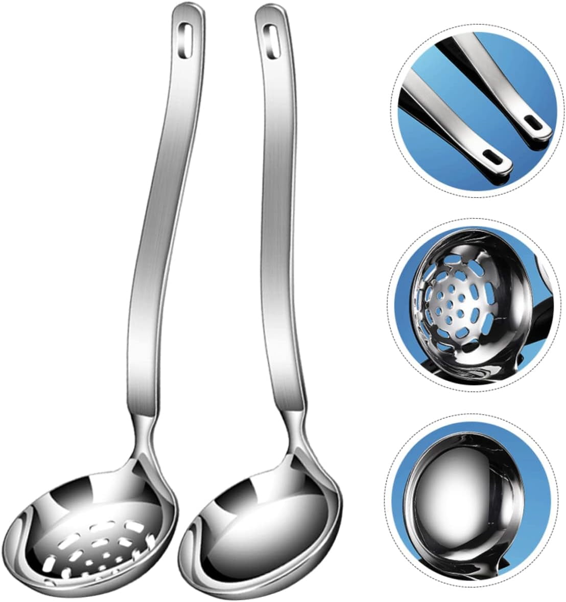 2pcs Small Soup Ladle, SUS304 Stainless Steel Ladles Spoon And Slotted ...