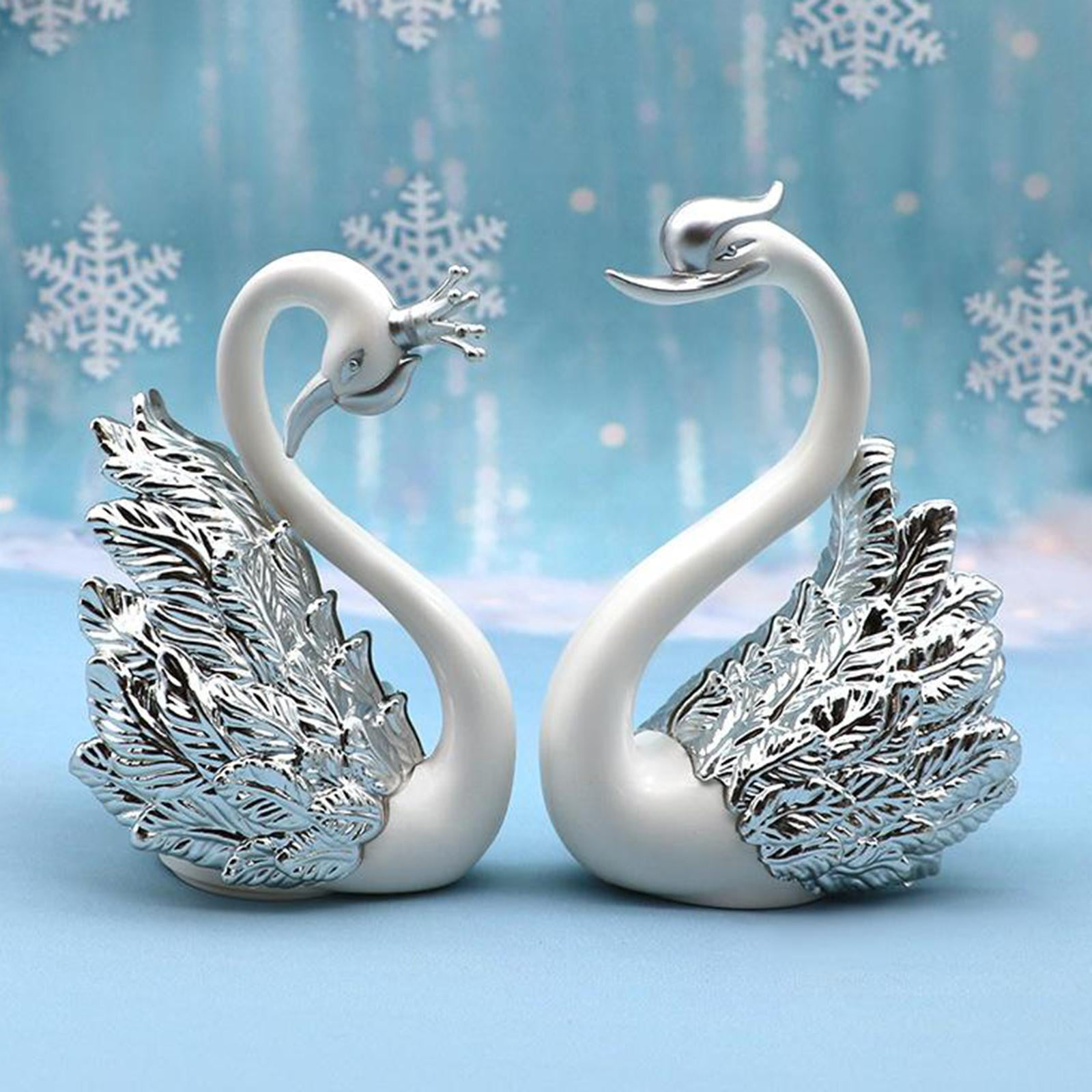 2pcs Small Swan Ornaments Figurines, Pair of Swan Figurines Swan ...