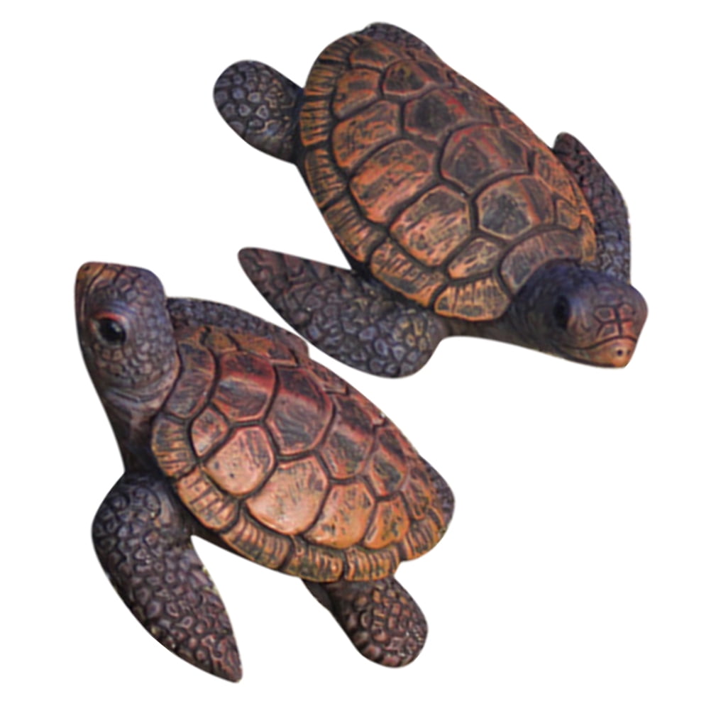 2pcs Small Turtle Ornament Collection Miniature Resin Turtles For ...