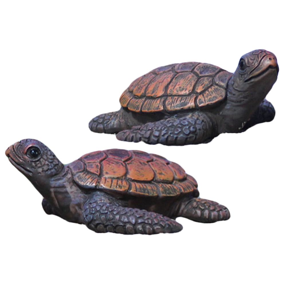 2pcs Small Turtle Ornament Collection Miniature Resin Turtles For ...