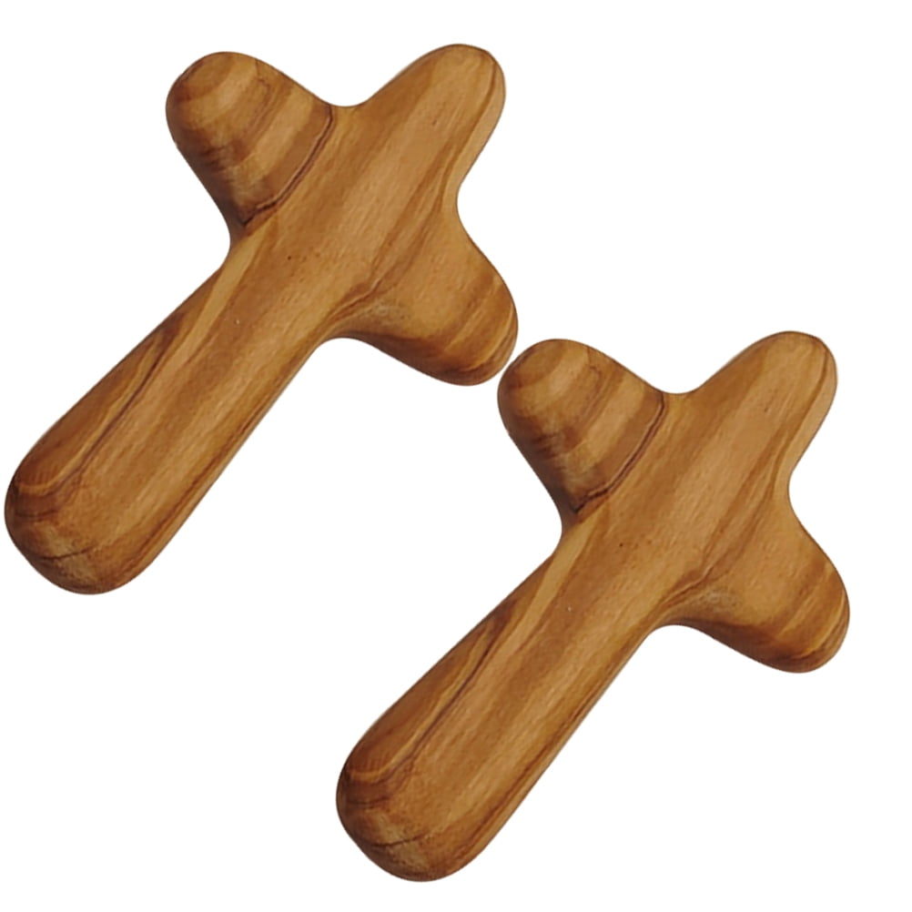 2pcs Small Wood Crosses Hand Holding Crosses Portable Prayer Crosses ...