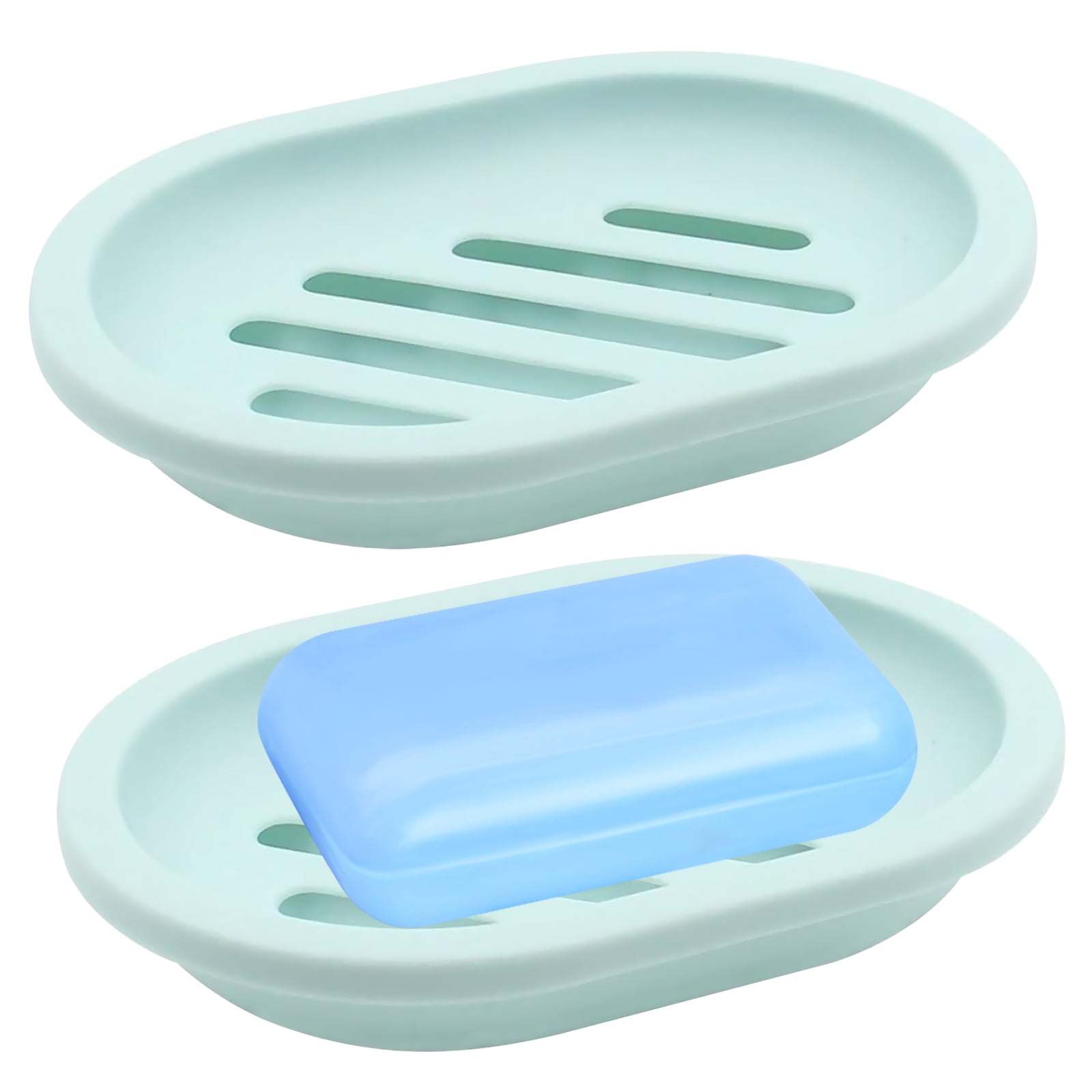 2pcs Soap Dishes With Drain Double Layer Soap Tray Soap Saver For Bathroom Counter Shower