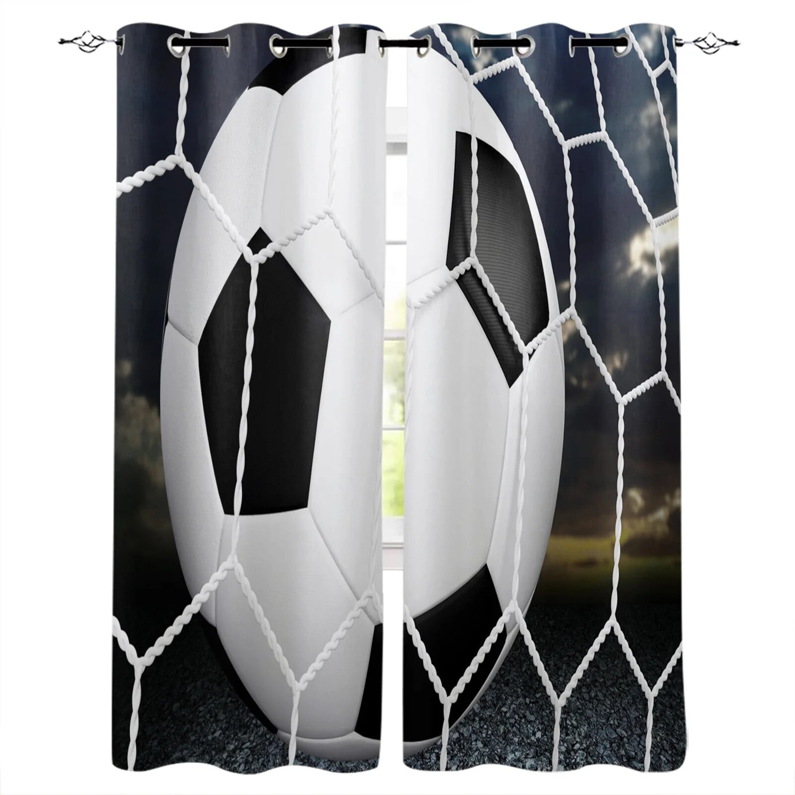 2pcs Soccer Balls Football Window Curtains for Living Room Curtains ...