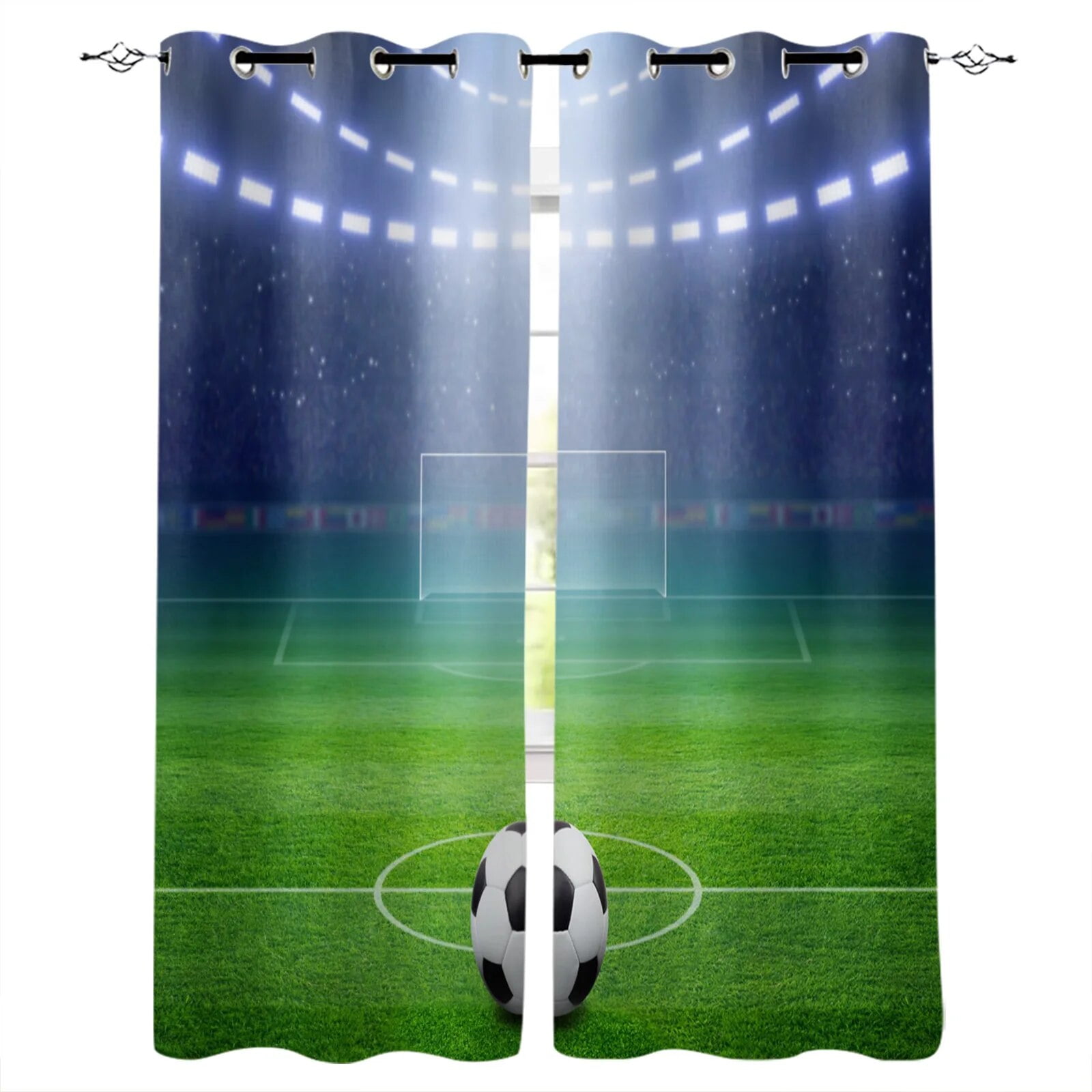 2pcs Soccer Balls Football Window Curtains for Living Room Curtains ...