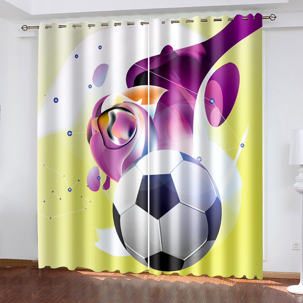 2pcs Soccer Balls Football Window Curtains for Living Room Curtains ...