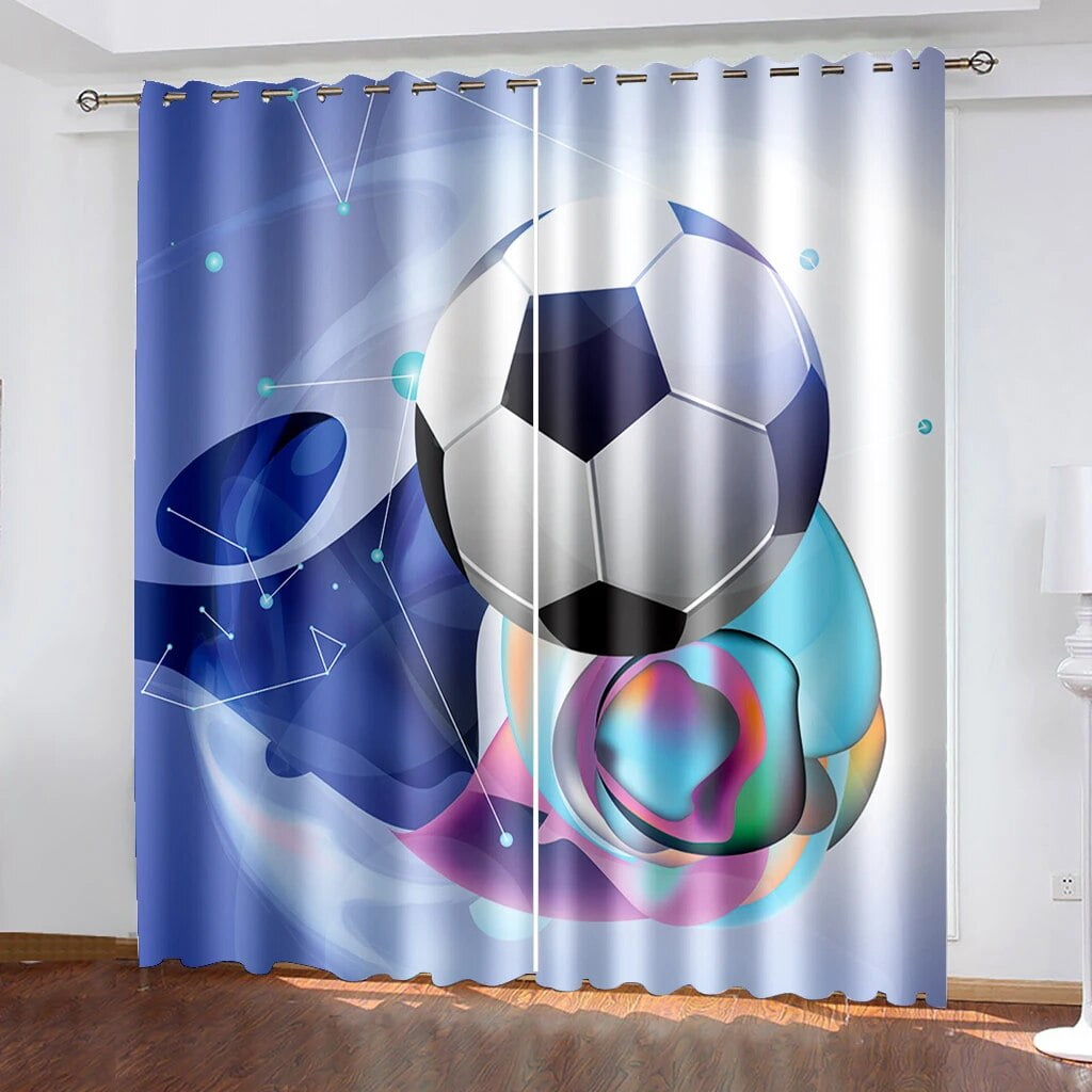 2pcs Soccer Balls Football Window Curtains for Living Room Curtains ...
