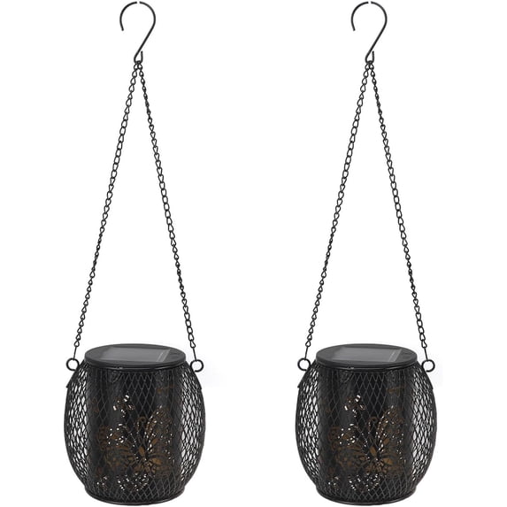 2pcs Solar Garden Lantern, Outdoor Hanging Solar Light, IP65 Iron Art ...