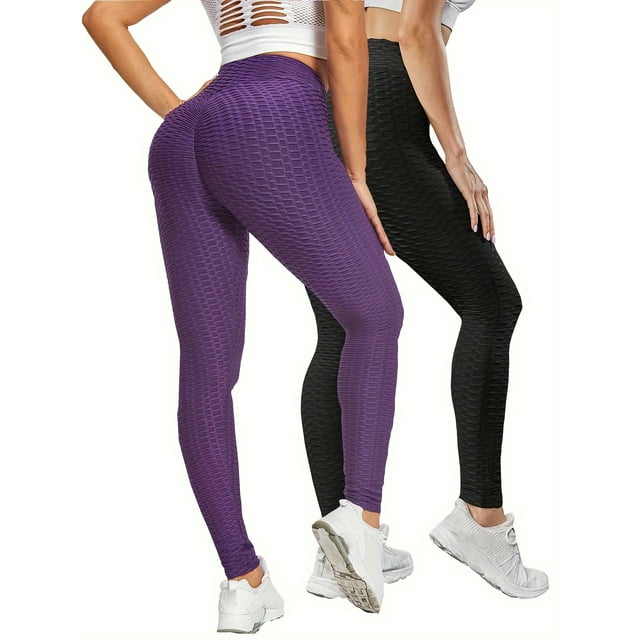 2pcs Solid High Waist Tummy Control Fitness Yoga Pants Quick Dry Running Yoga Hip Lifting