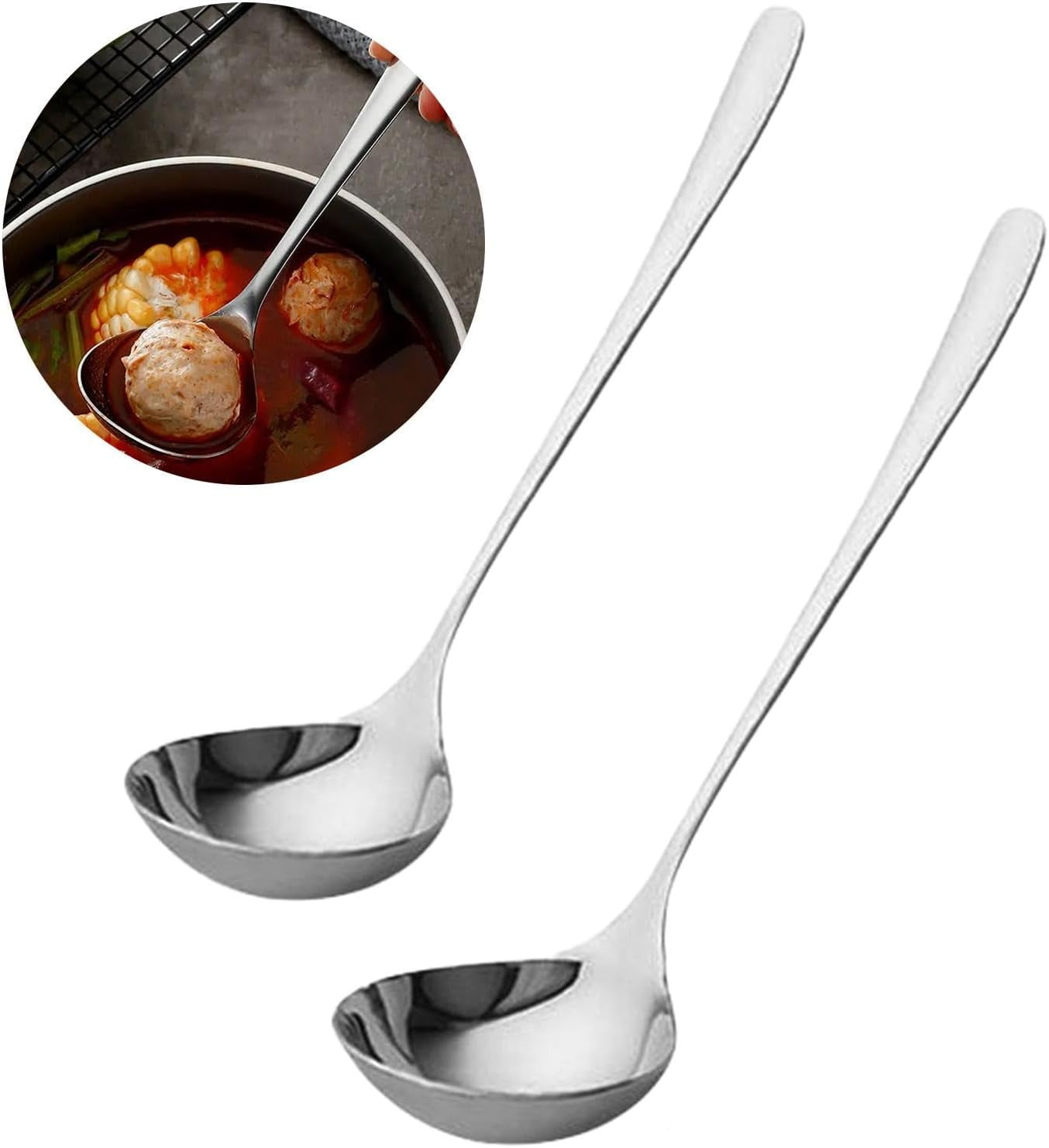 2pcs Soup Serving Ladle Small Soup Spoon Stainless Steel Gravy Soup ...