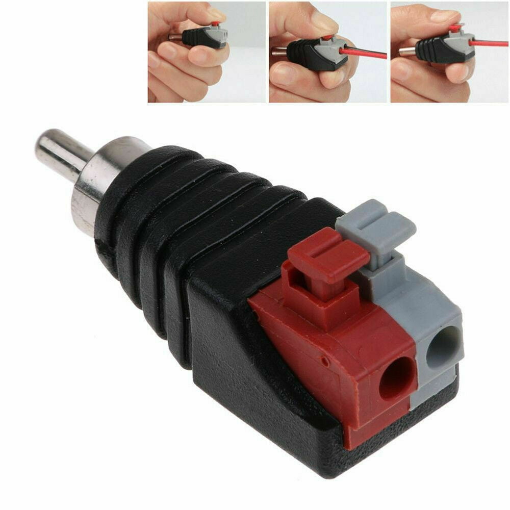 2pcs Speaker Wire Cable to Audio Male RCA Connector Adapter Jack Plug ...
