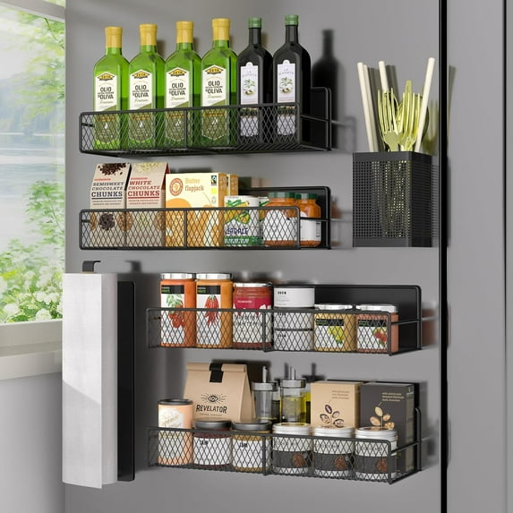 2pcs Spice Rack Organizer for Cabinet and Magnetic Spice Rack for ...