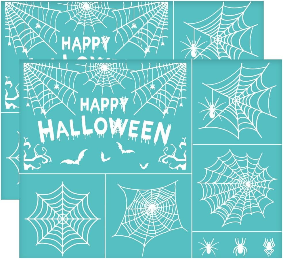 2pcs Spider Web Screen Printing Stencils 11x8.6 Inch Self-Adhesive Silk ...