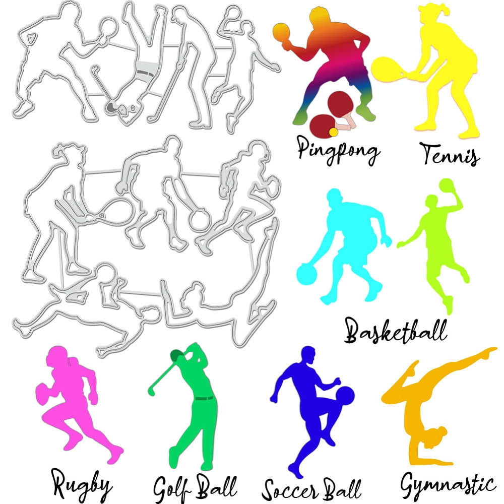 2pcs Sports Cutting Dies Football Basketball Stencils Tennis Golf ...
