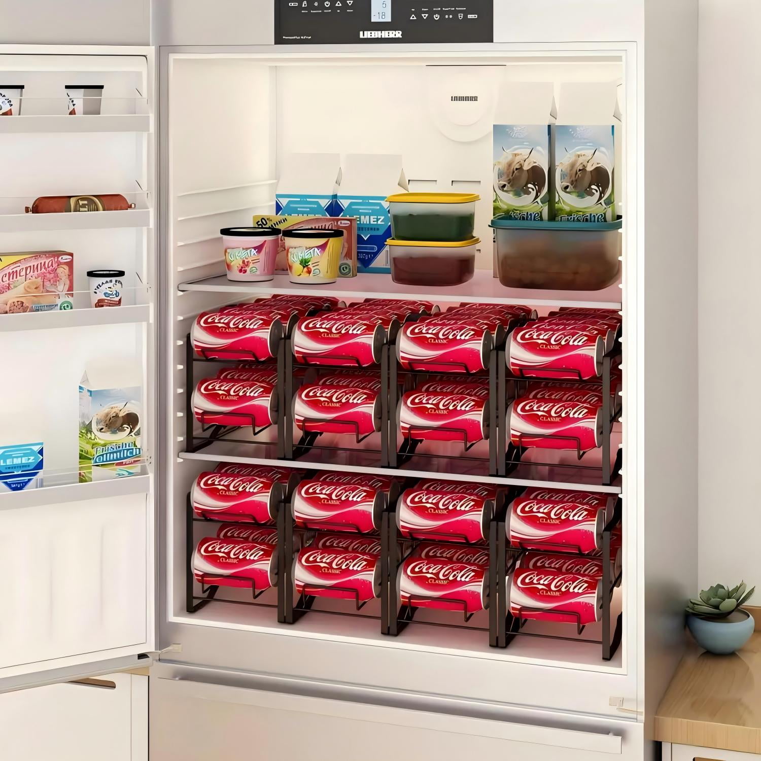 2pcs Stackable Soda Can Organizer, Removable Black Metal Beverage ...