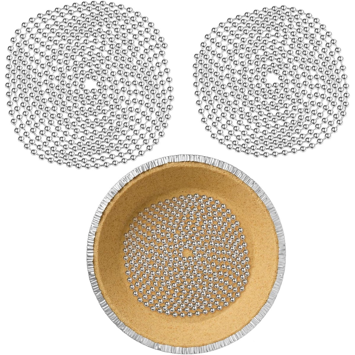 2pcs Stainless Steel Beads Baking Pie Weights,16.4Ft Reusable Baking ...
