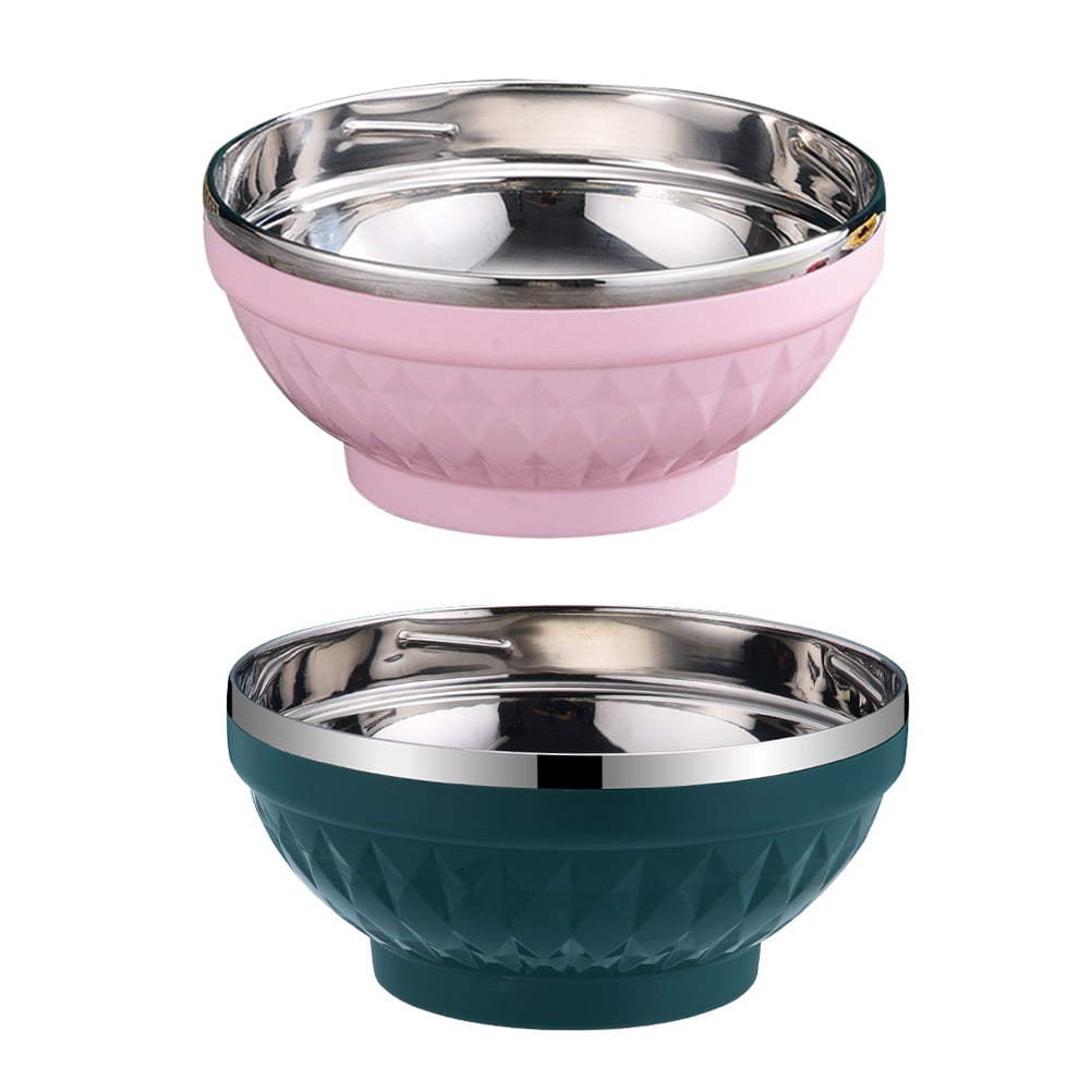 2pcs Stainless Steel Bowls Double Walled Heat Insulated Serving Bowls ...