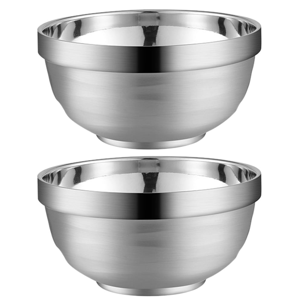 2pcs Stainless Steel Bowls Large Deep Mixing Bowl Double Instant Noodle ...